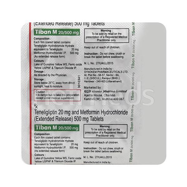 Tiban M 20/500mg Tablet 15'S Price, Uses, Side effects, Substitutes ...