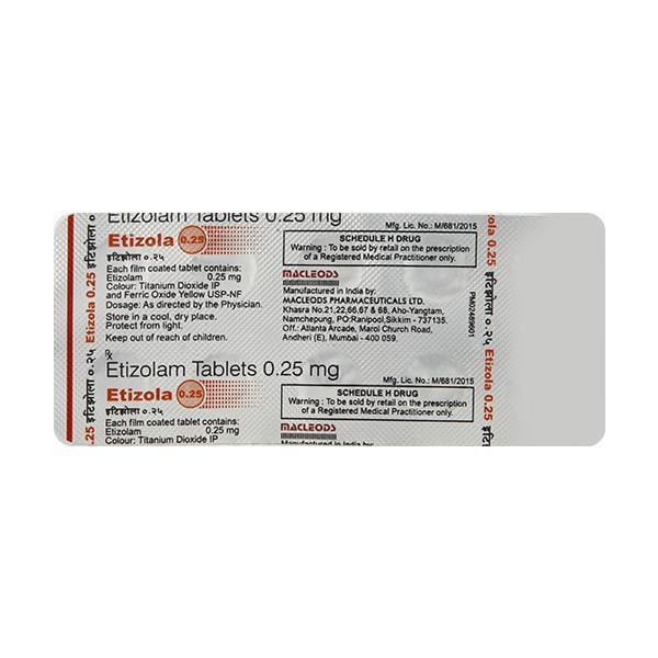 Etizola 0.25mg Tablet 10'S - Price, Uses, Side Effects, and Substitutes ...