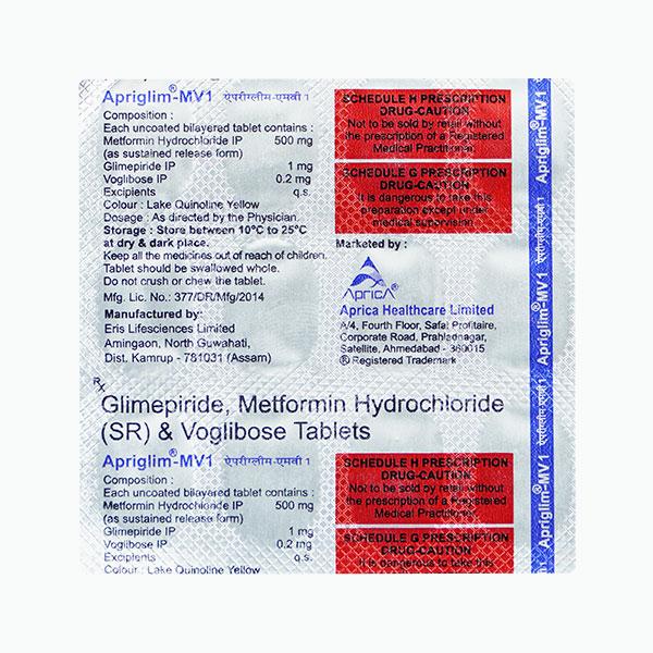 APRIGLIM MV 1 Tablet 15's : Price, Uses, Side Effects | Netmeds
