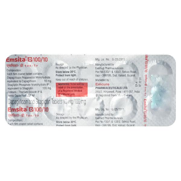 EMSITA D 100/10 Tablet 10's Price, Uses, Side effects, Substitutes ...