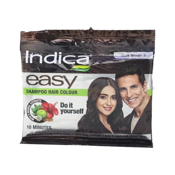 Buy Indica Easy 10 Minutes Shampoo Based Hair Colour - 3 Dark Brown 25 ...