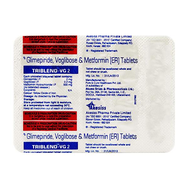 TRIBLEND VG 2mg Tablet 10's : Price, Uses, Side Effects | Netmeds