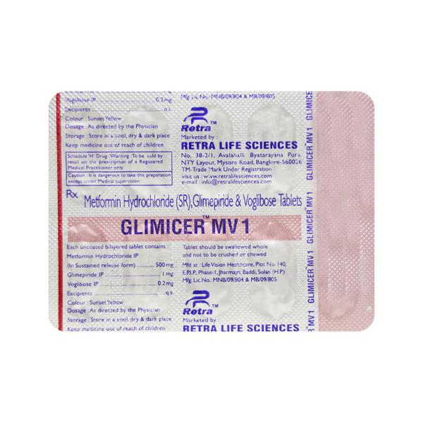 GLIMICER MV1 Tablet 10's : Price, Uses, Side Effects | Netmeds