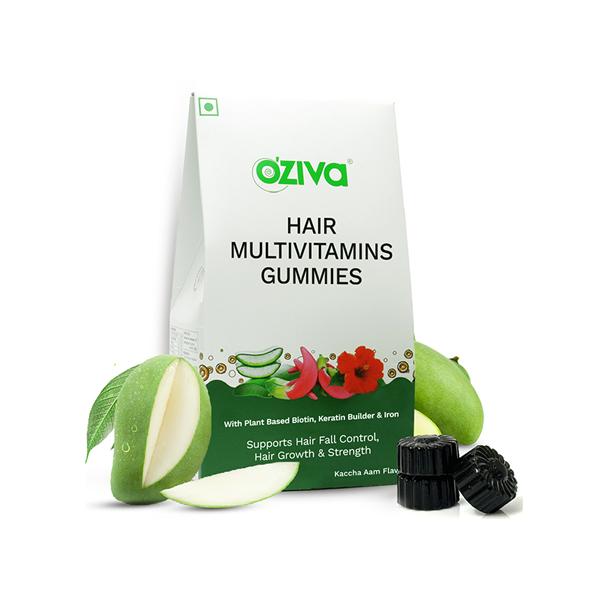 OZiva Raw Mango Flavoured Hair Multivitamins Gummies with Biotin and ...
