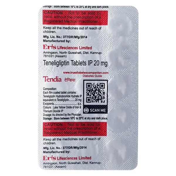TENDIA 20mg Tablet 15's : Price, Uses, Side Effects | Netmeds