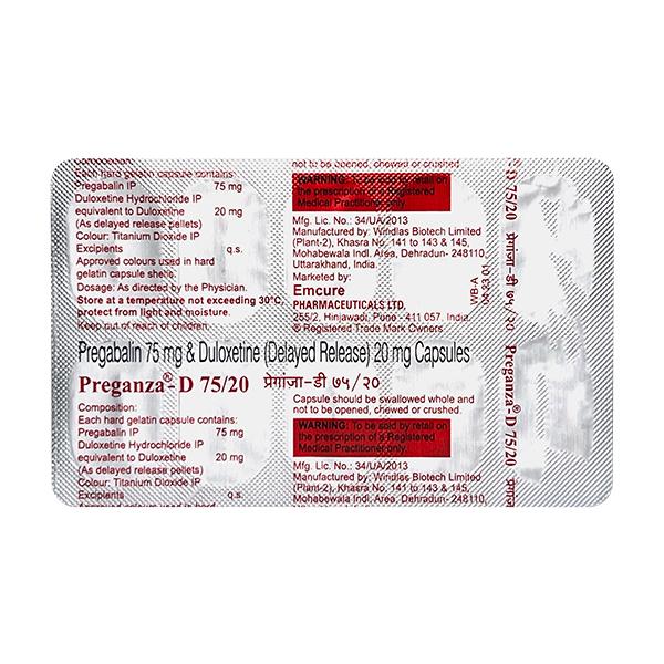 Buy PREGANZA D 75/20 Capsule 10's Online | Netmeds