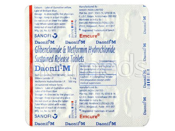 Daonil M Tablet 15'S : Uses, Side Effects, Price | Netmeds