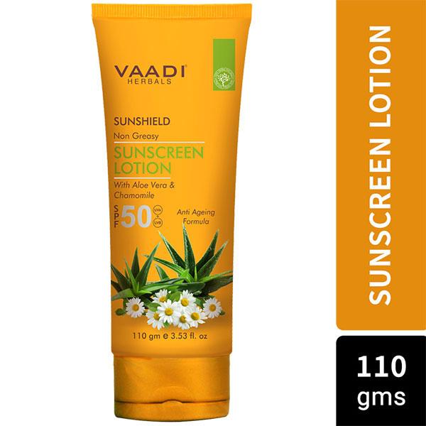 Buy Sunscreen Lotion SPF-50 with Aloe Vera & Chamomile 110 ml Online at ...