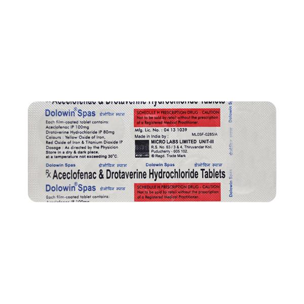 Dolowin Spas Tablet 10'S : Price, Uses, Side Effects | Netmeds