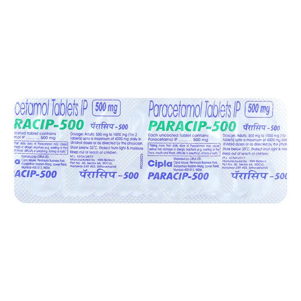 Paracip 500mg Tablet 10'S Price, Uses, Side effects, Substitutes | Netmeds