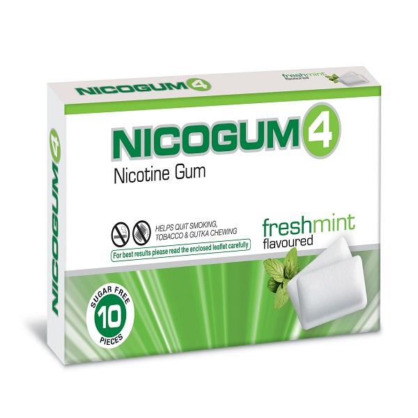 Nicogum 4 Sugar Free Freshmint Flavoured Chew Gum 10's Price, Uses ...