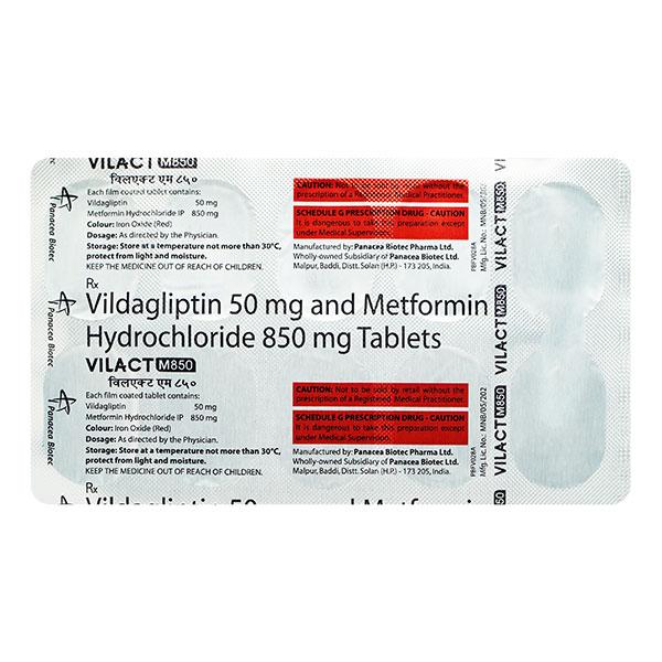 VILACT M 850mg Tablet 10's : Price, Uses, Side Effects | Netmeds