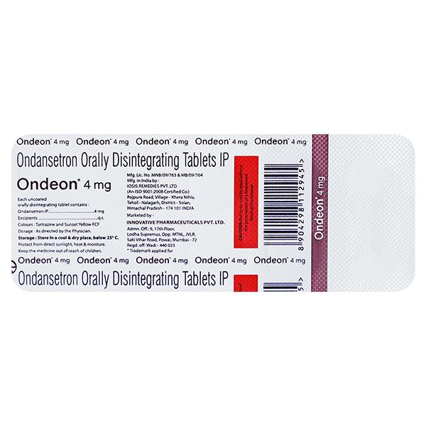 ONDEON 4 Tablet 10's Price, Uses, Side effects, Substitutes | Netmeds