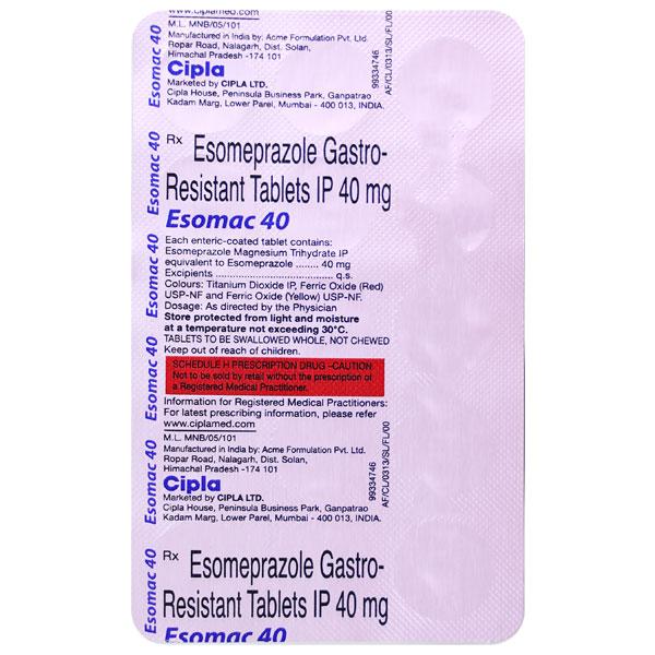 Buy Esomac 40mg Tablet 15'S Online at Upto 25% OFF | Netmeds