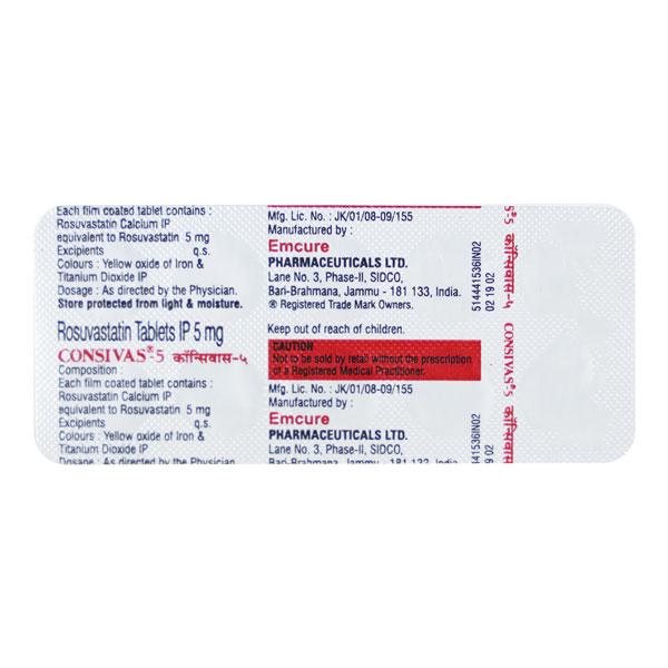 Consivas 5mg Tablet 10'S Price, Uses, Side effects, Substitutes | Netmeds
