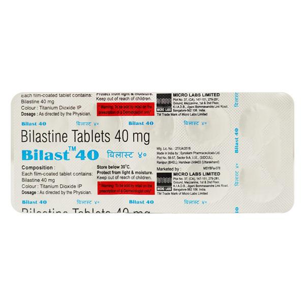 Buy BILAST 40 Tablet 10's Online at Upto 25% OFF | Netmeds