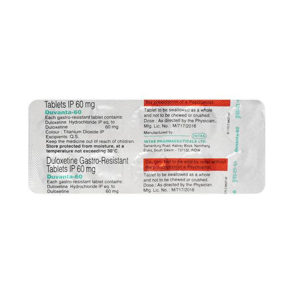 Duvanta 60mg Tablet 10'S : Price, Uses, Side Effects | Netmeds
