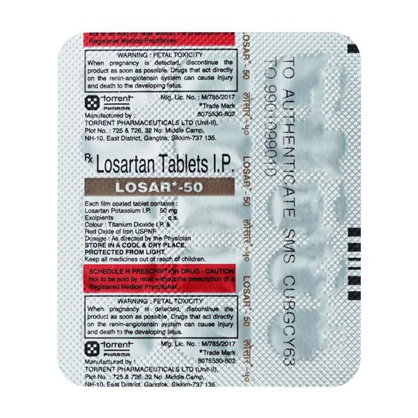 Losar 50mg Tablet 15'S : Price, Uses, Side Effects | Netmeds