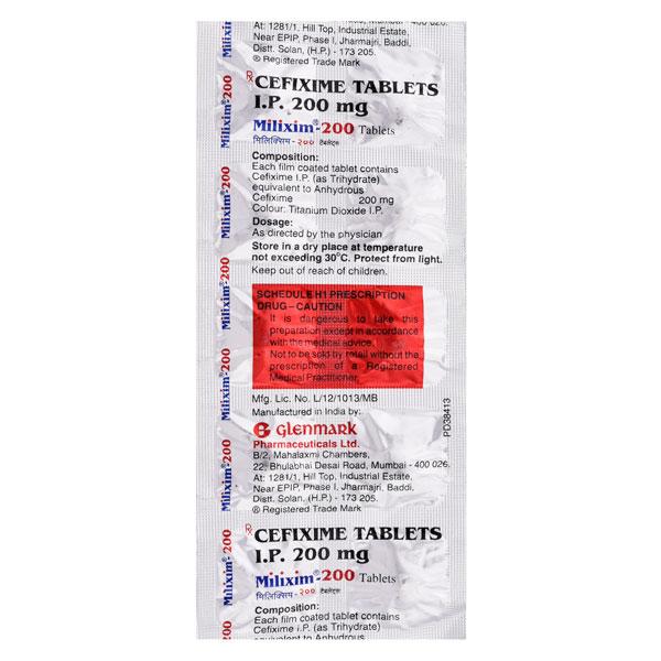 Milixim 200mg Tablet 10'S Price, Uses, Side effects, Substitutes | Netmeds
