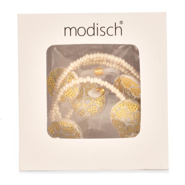 Buy Modisch Off White Beads And White Round Shape Stone With Golden ...