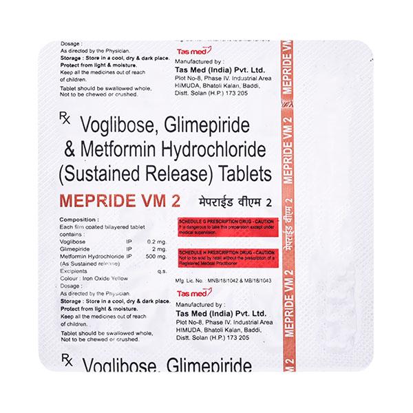 MEPRIDE VM 2mg Tablet 15's : Price, Uses, Side Effects | Netmeds
