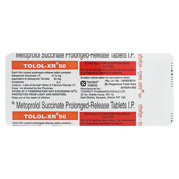 Tolol XR 50mg Tablet 10'S : Price, Uses, Side Effects | Netmeds