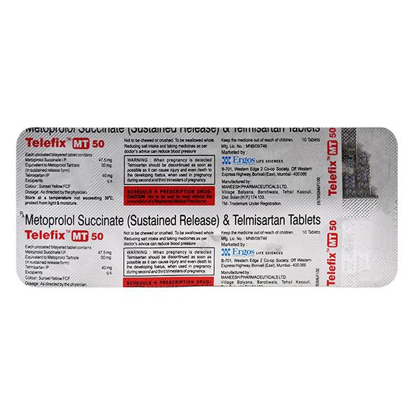 TELEFIX MT 50mg Tablet 10's : Price, Uses, Side Effects | Netmeds