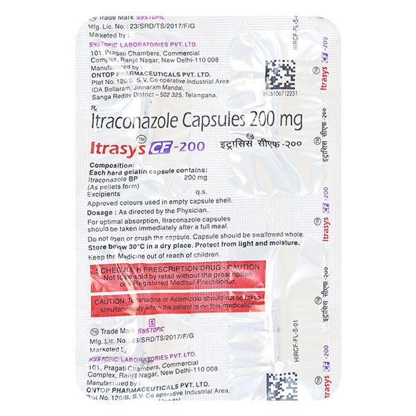 ITRASYS CF 200mg Capsule 4's Price, Uses, Side effects, Substitutes ...