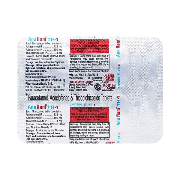 Buy Anaflam TH 4mg Tablet 10'S Online at Upto 25% OFF | Netmeds