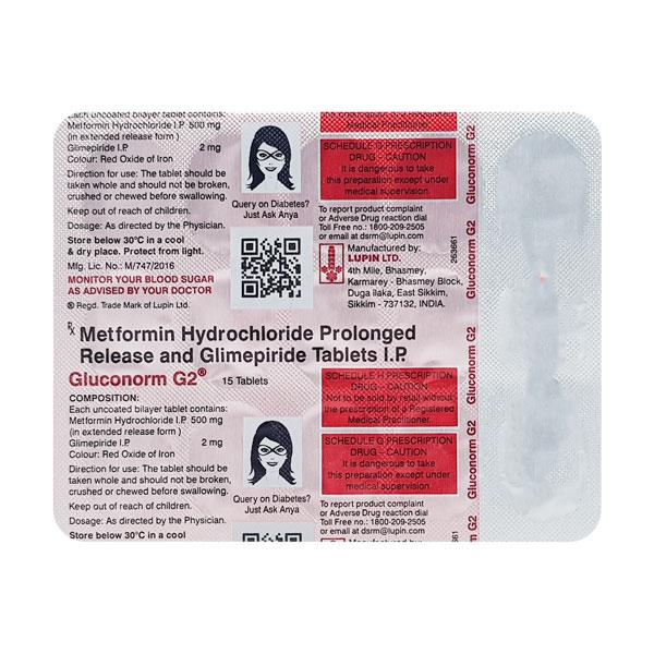 Gluconorm G 2mg Tablet 15'S - Price, Uses, Side Effects | Netmeds