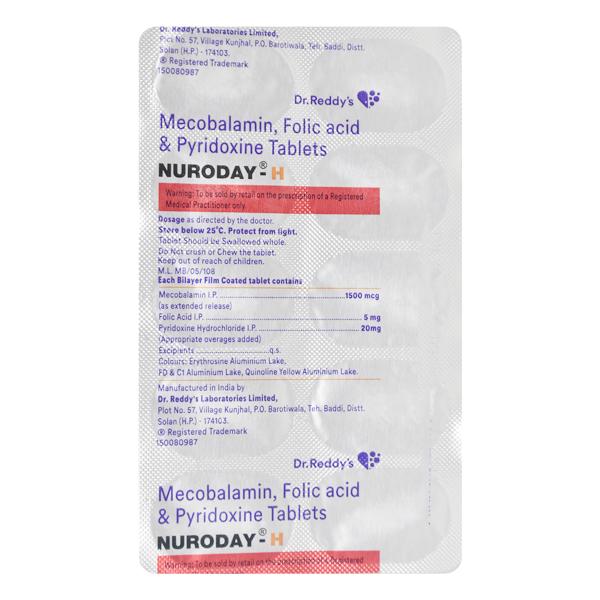 Nuroday H Tablet 10'S Price, Uses, Side effects, Substitutes | Netmeds