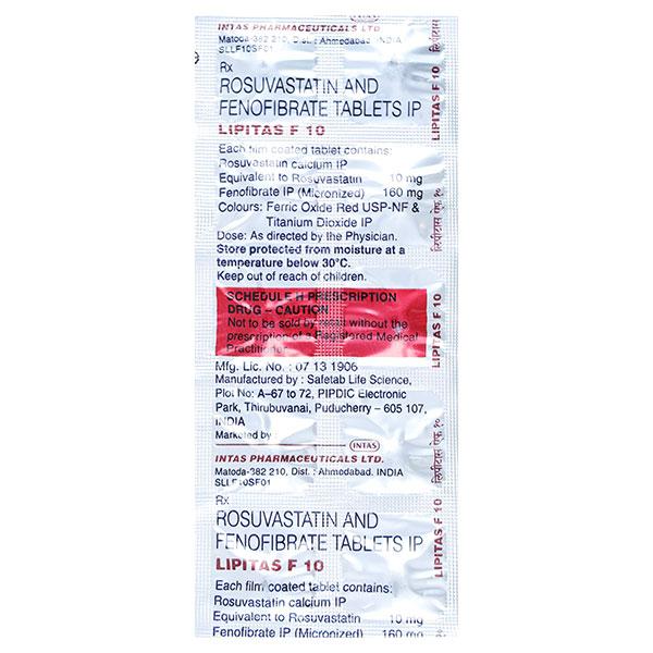 LIPITAS F 10 Tablet 10's Price, Uses, Side effects, Substitutes | Netmeds