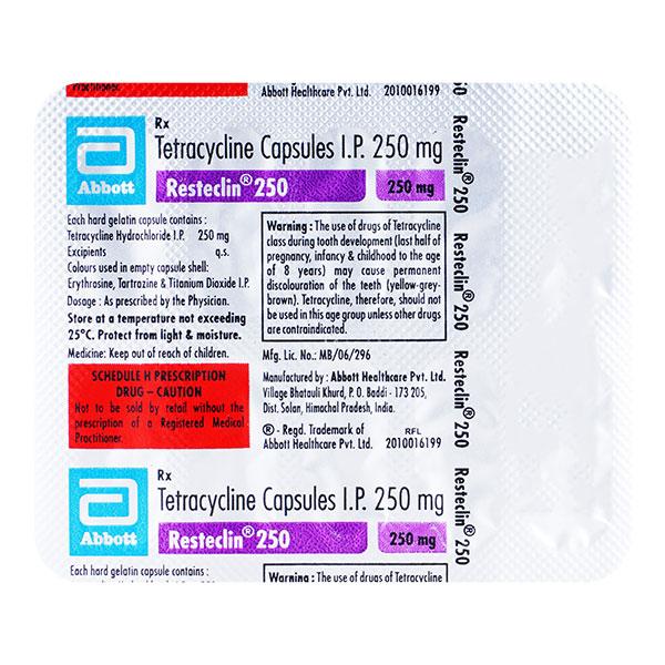 Resteclin 250mg Capsule 10'S Price, Uses, Side effects, Substitutes ...
