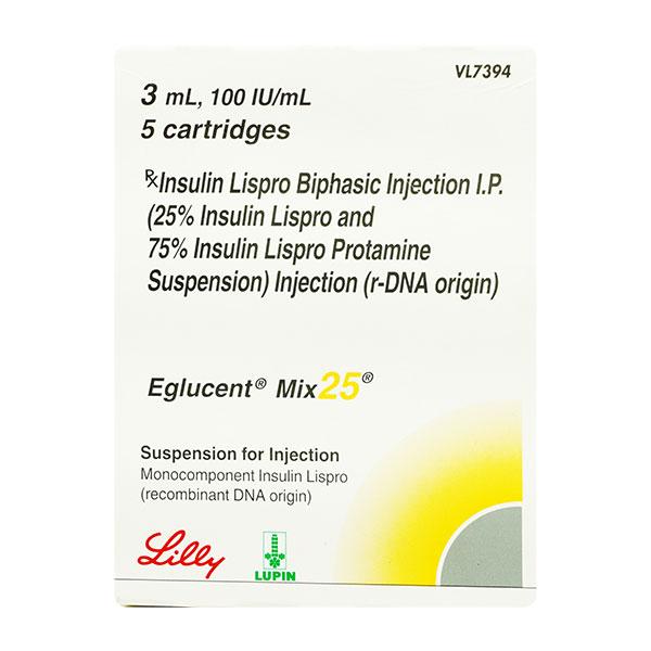 Eglucent Mix 25 100IU Cartridge 3ml Price, Uses, Side effects ...
