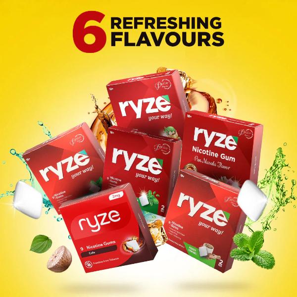 Ryze 2mg Nicotine Gums - Assorted (Fruit Blast, Frosty Mint, Royal Paan ...