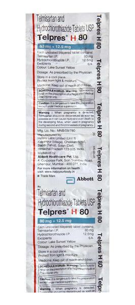 Telpres H 80mg Tablet 10'S : Price, Uses, Side Effects | Netmeds