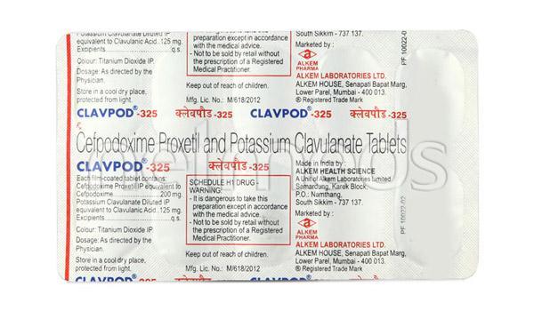 Clavpod 325mg Tablet 10'S : Price, Uses, Side Effects | Netmeds