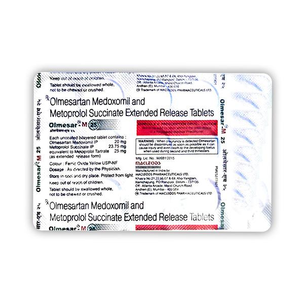 OLMESAR M 25 Tablet 15's : Price, Uses, Side Effects | Netmeds
