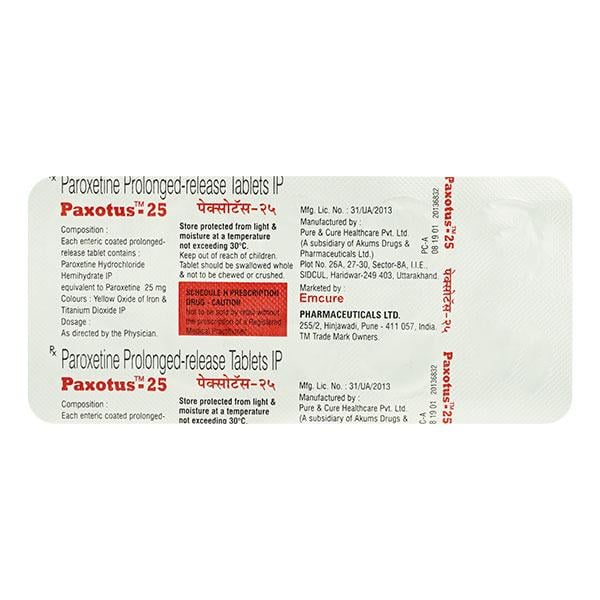 Paxotus 25mg Tablet 10'S : Price, Uses, Side Effects | Netmeds