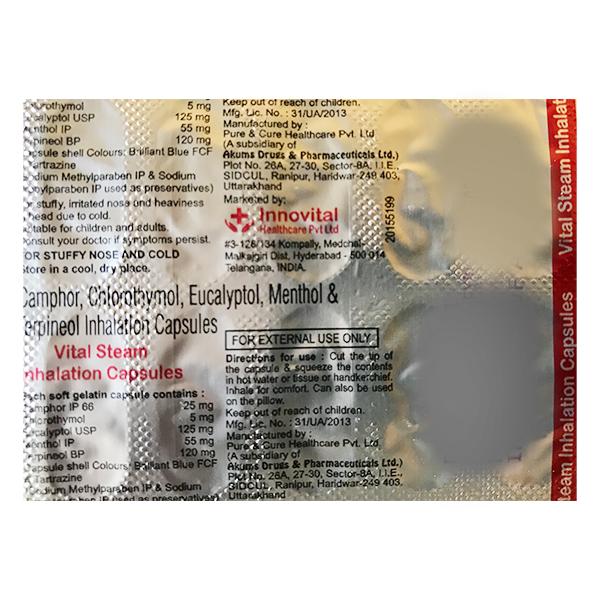 Buy VITAL STEAM Inhalation Capsule 10's Online at Upto 25% OFF | Netmeds