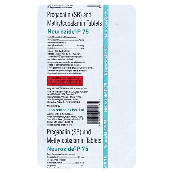 Buy NEUROZIDE P 75mg Tablet 10's Online at Upto 25% OFF | Netmeds