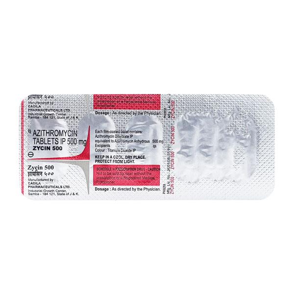 ZYCIN 500mg Tablet 5's Price, Uses, Side effects, Substitutes | Netmeds