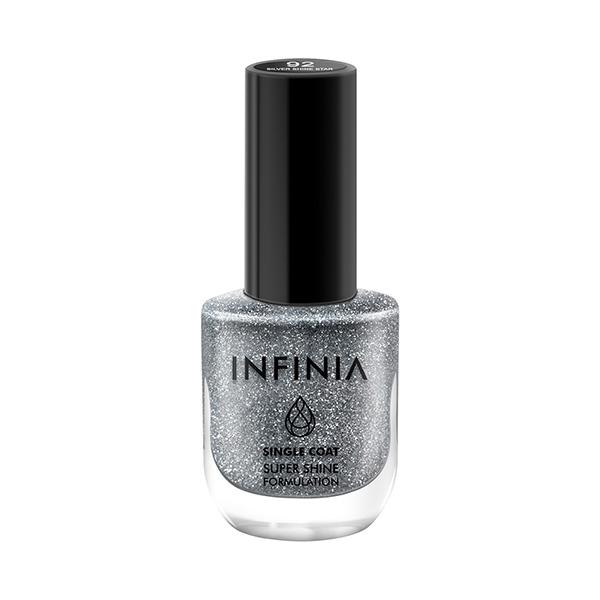 Buy Infinia Silver Single Coat Nail Polish Silver Shine Star 092 12 ml ...
