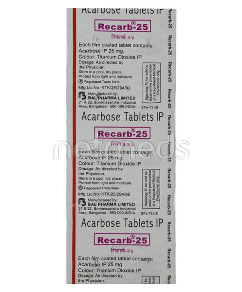 Recarb 25mg Tablet 10'S : Price, Uses, Side Effects | Netmeds