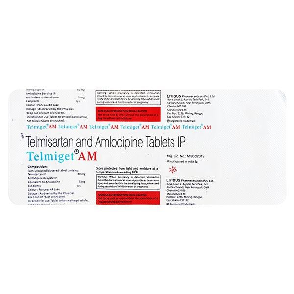 Telmiget Am Tablet 10's : Price, Uses, Side Effects | Netmeds