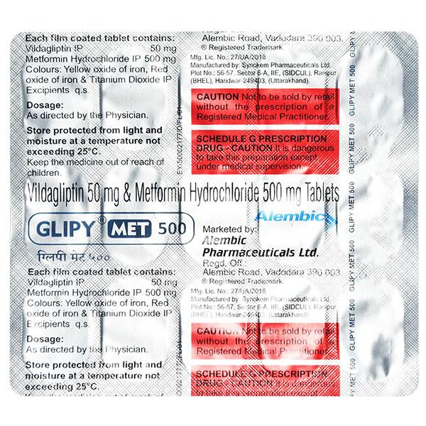 GLIPY MET 500 Tablet 15's Price, Uses, Side effects, Substitutes | Netmeds
