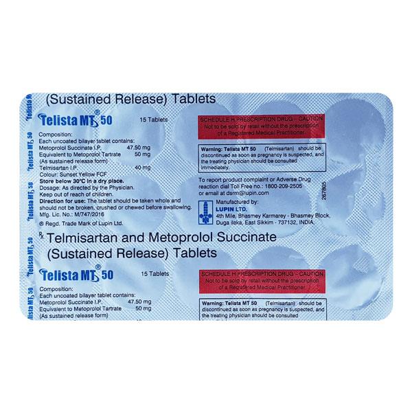Telista MT 50mg Tablet 15'S : Price, Uses, Side Effects | Netmeds