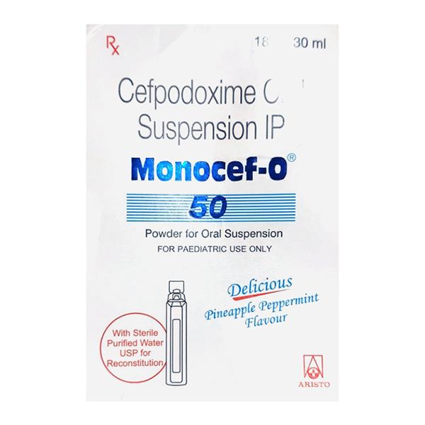 Buy MONOCEF O 50 DELICIOUS PINEAPPLE PEPPERMINT FLAVOUR Oral Suspension ...