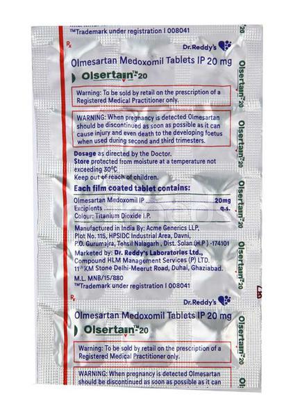 Olsertain 20mg Tablet 15'S : Price, Uses, Side Effects | Netmeds