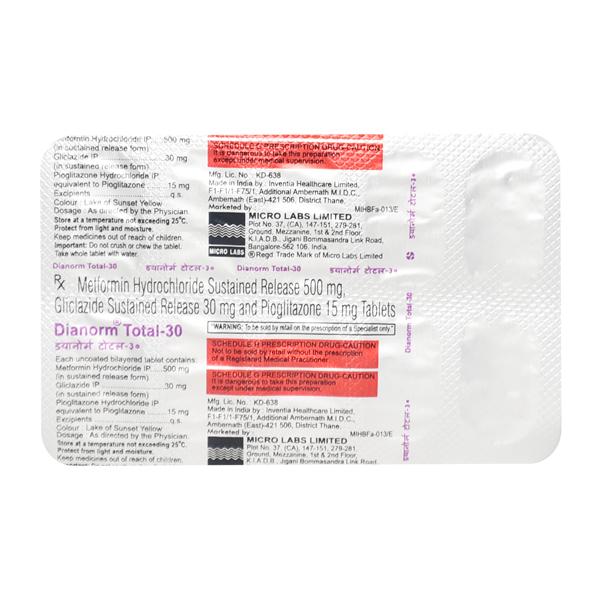 Dianorm Total 30mg Tablet 10'S : Price, Uses, Side Effects | Netmeds